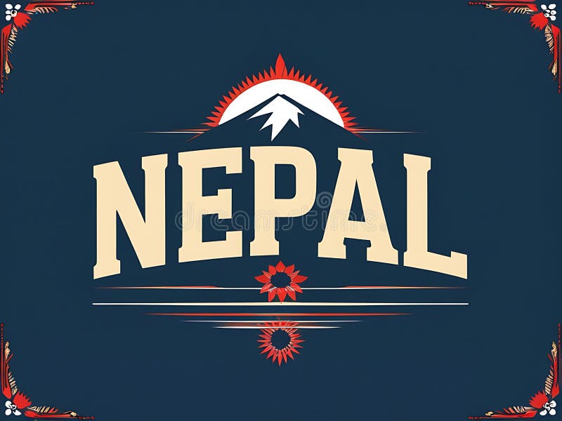 Nepal Mountain Sunrise Design Graphic Art Stock Illustration ...