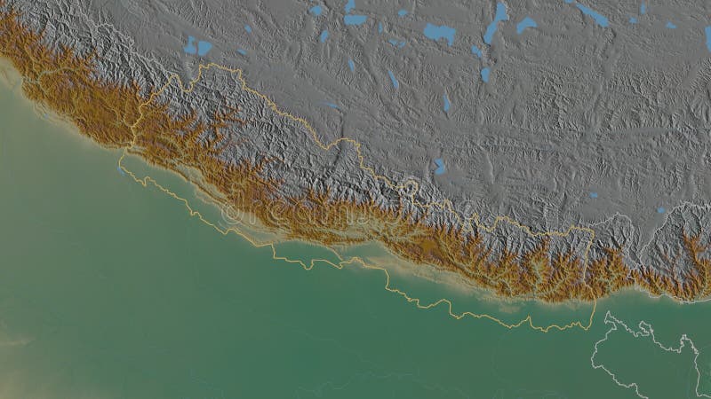 Nepal - overview. Relief stock illustration. Illustration of division ...