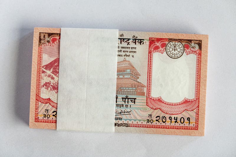 A Nepal Paper Currency Banknote Isolated on a White Background Stock ...