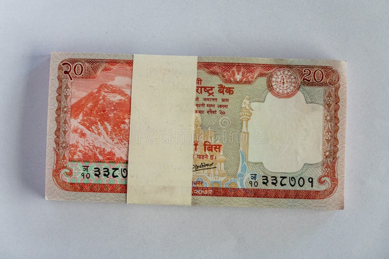A Nepal Paper Currency Banknote Isolated on a White Background Stock ...
