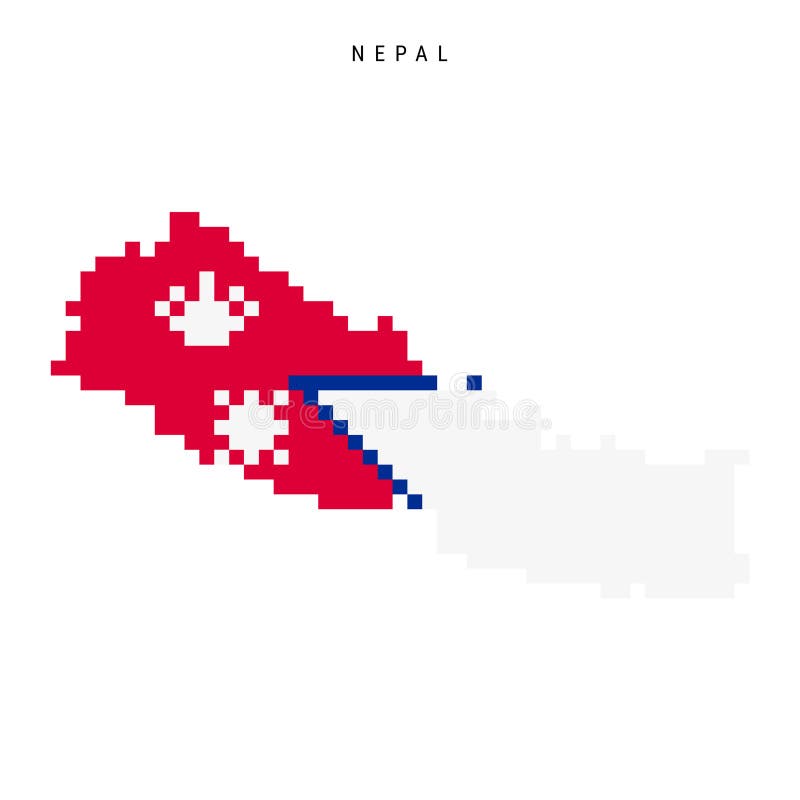 Nepal Pixel Flag Map Icon. Flat Vector Illustration Isolated on White ...