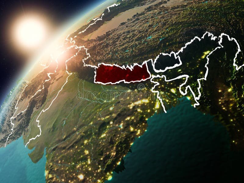 Nepal on planet Earth stock illustration. Illustration of planet - 94668628