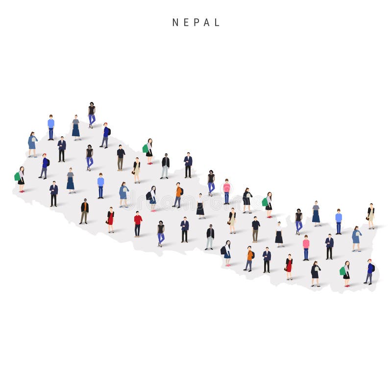 Nepal Population Map. Large Group of People in a Shape of Nepali Map ...