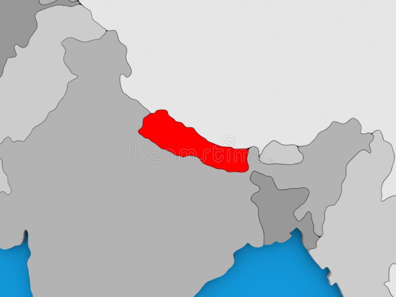 Nepal in red on globe stock illustration. Illustration of democratic ...