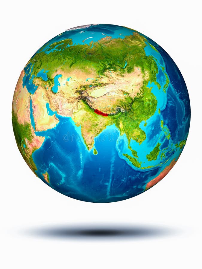 Map of Nepal on 3D Earth Isolated Stock Photo - Image of isolated ...