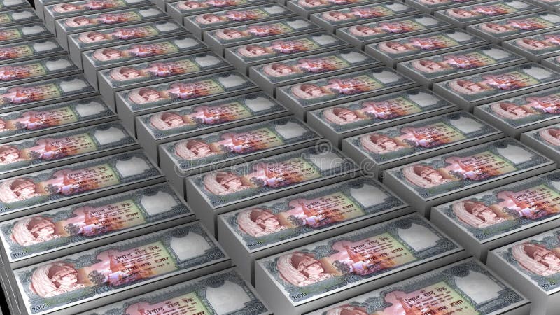 3D Animation of Nepal 2000 Rupee Banknotes Money Stack on White ...