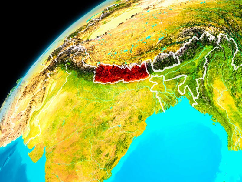 Nepal from space stock illustration. Illustration of nepalese - 105910719