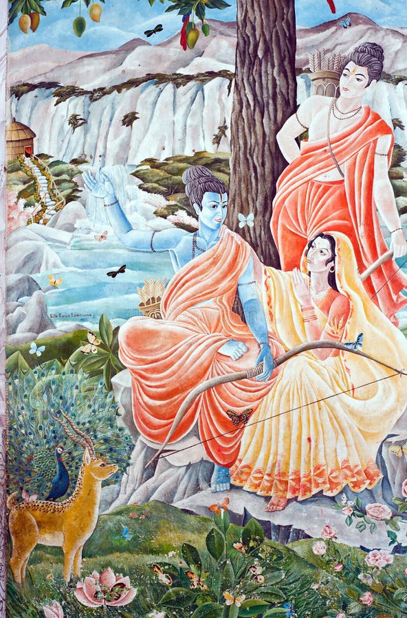 In Nepal, the Temple Wall Murals Stock Illustration - Illustration of ...