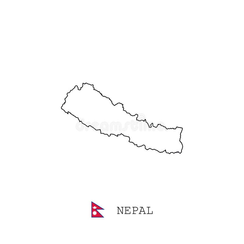 Nepal Vector Map Outline, Line, Linear. Nepal Black Map on White ...