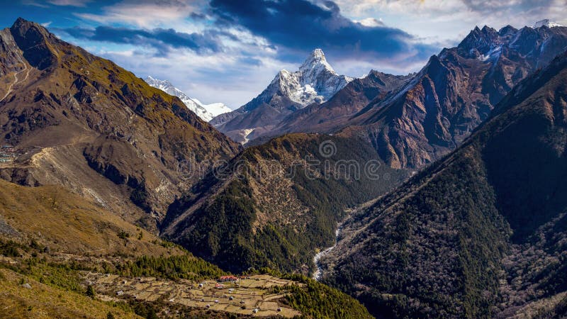 View To Mount Ama Dablam in Nepal Stock Image - Image of panorama ...