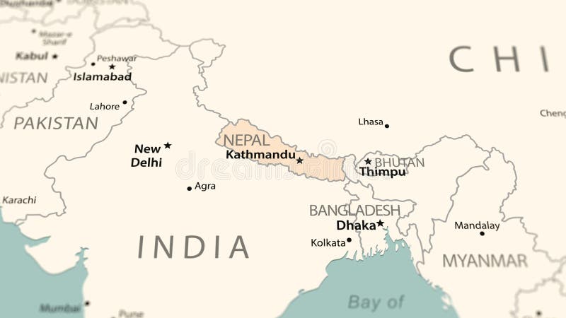 Nepal on the world map stock photo. Image of drone, longitude - 304481622