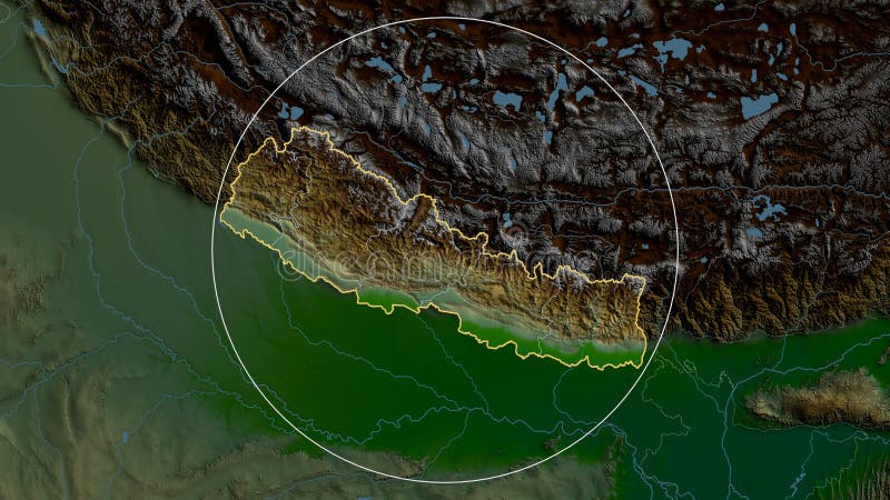 Nepal - circled. Physical stock illustration. Illustration of globe ...
