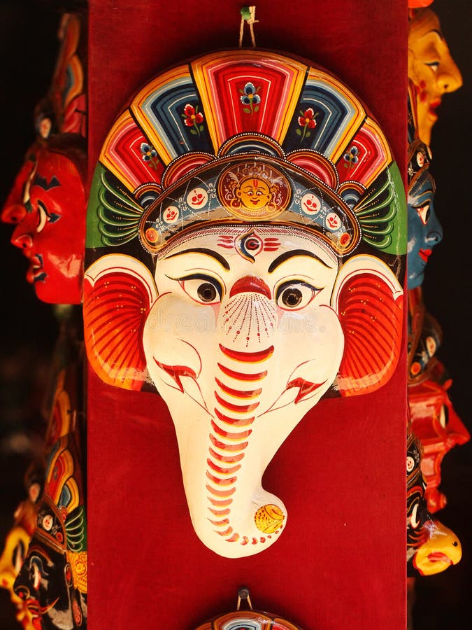 Colorful nepalese mask stock image. Image of face, colourful - 54380043