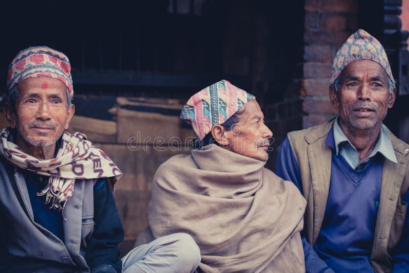 Nepalese Men with Traditional Clothes in Bhaktapur Editorial Photo ...