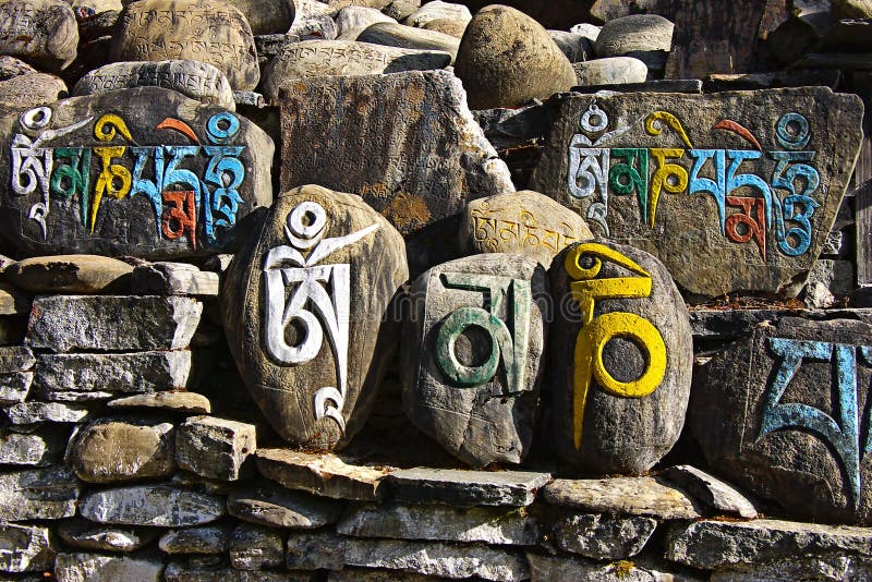Tibetan prayer stones stock photo. Image of zanskar, buddism - 1358574