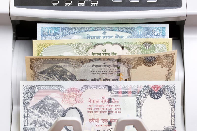 Nepalese Rupee in the Counting Machine Stock Image - Image of count ...