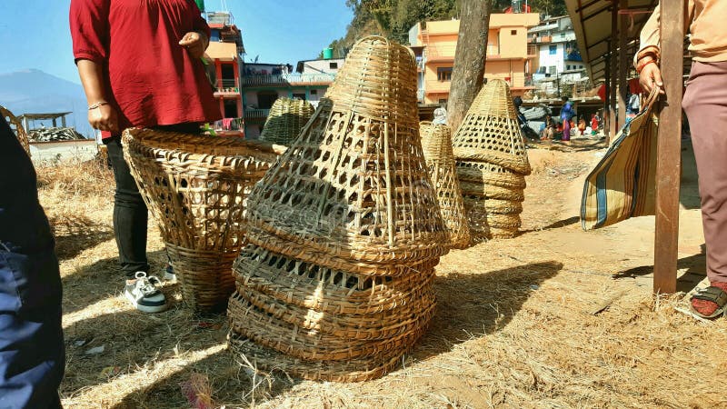Nepali Doko Baskets stock image. Image of statue, nepali - 266418859