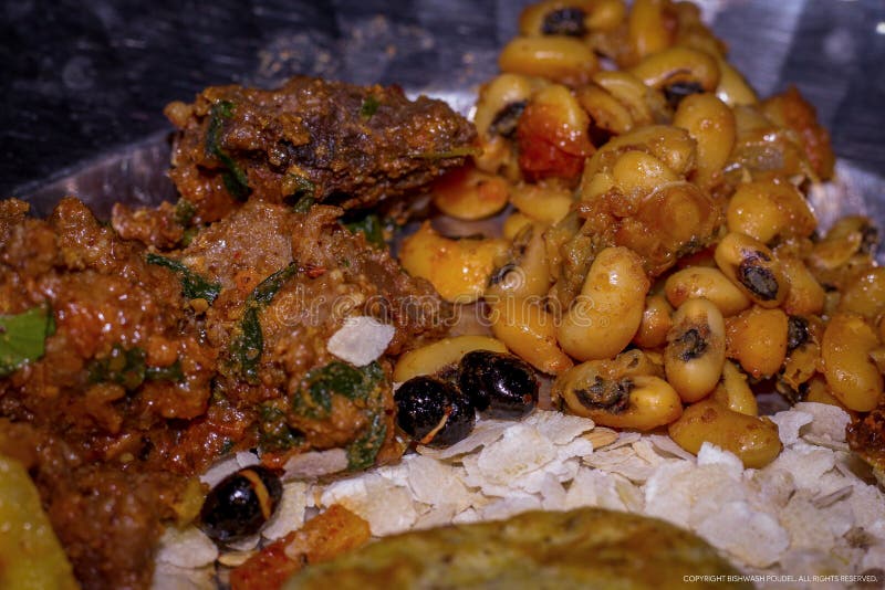 Nepali Newari Khaja Set with Meat, Beatean Rice, Vegetables and Snacks ...