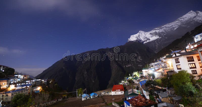Nepali village at night editorial photography. Image of thamo - 22314012