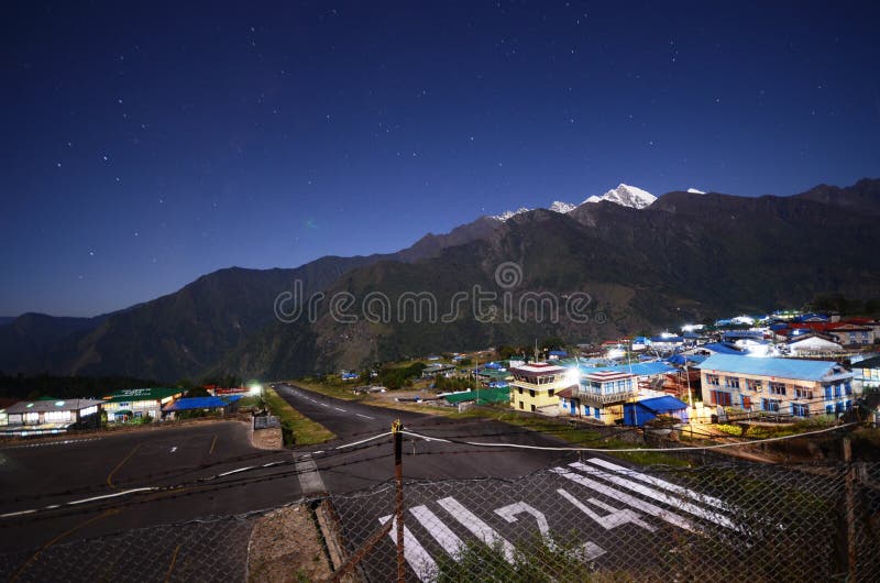 Nepali village at night editorial stock image. Image of bazaar - 22340609