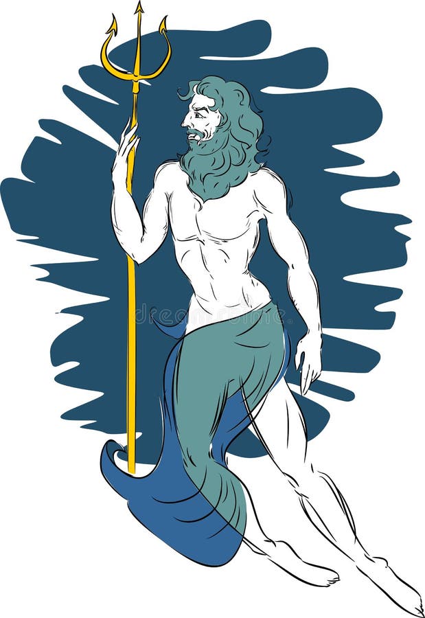 Neptun vektor abbildung. Illustration von meer, marinesoldat - 67046509