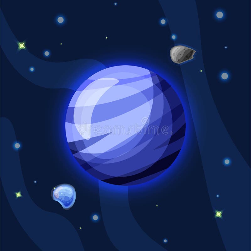 Neptun Vector Cartoon Illustration. Blue Neptun Planet Of Solar System ...