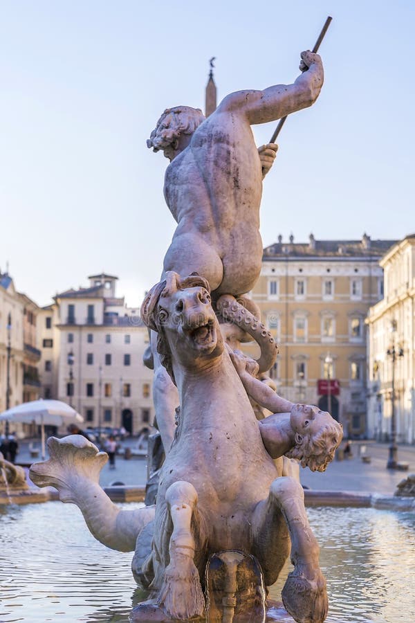 Neptune Fountain in Rome, Italy Stock Image - Image of navonna ...