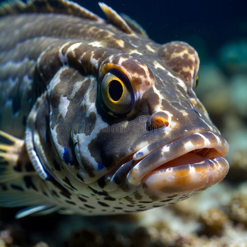 Neptune Grouper Close-Up: a Study in Color and Texture Stock Image ...