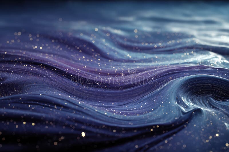 Neptune Melting into Swirling Indigo and Violet Liquid with Distant ...