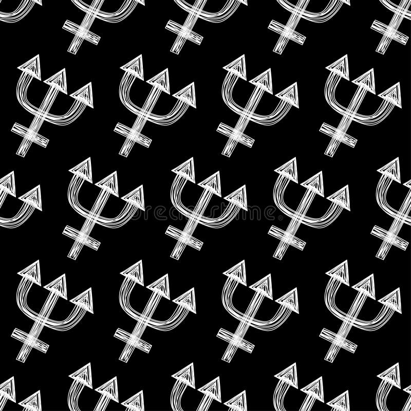 Neptune Planet Icon Hand Drawn with White Chalk Seamless Pattern ...