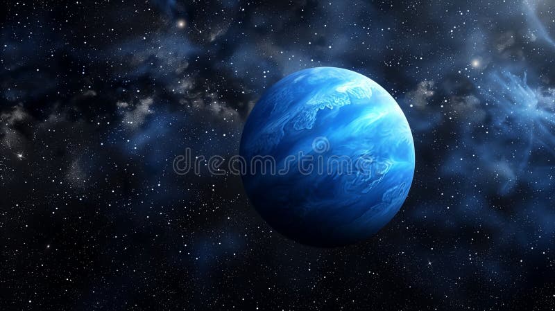 Neptune Planet in Space Realistic Render Stock Illustration ...