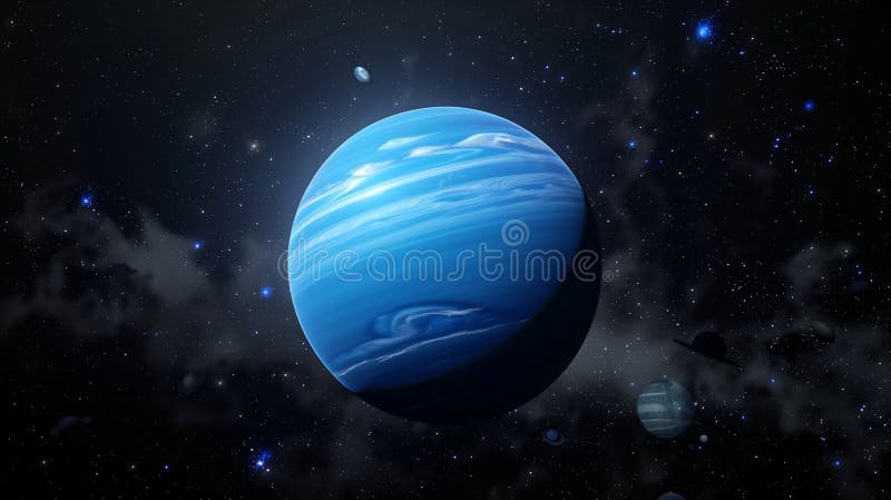 Neptune Planet in Space Realistic Render Stock Illustration ...