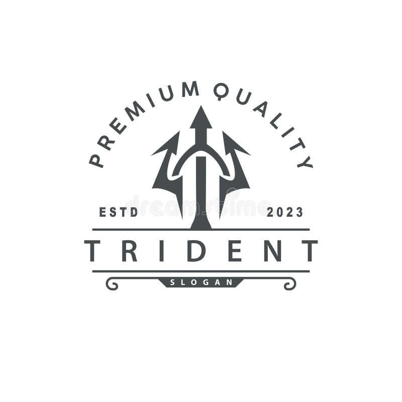 Neptune Poseidon Trident Logo, Spear Simple Vintage Template Design ...