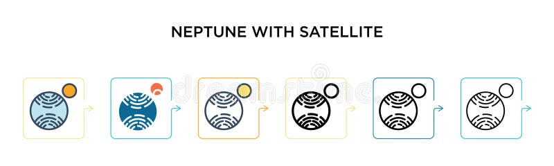 Neptune with Satellite Vector Icon in 6 Different Modern Styles. Black ...