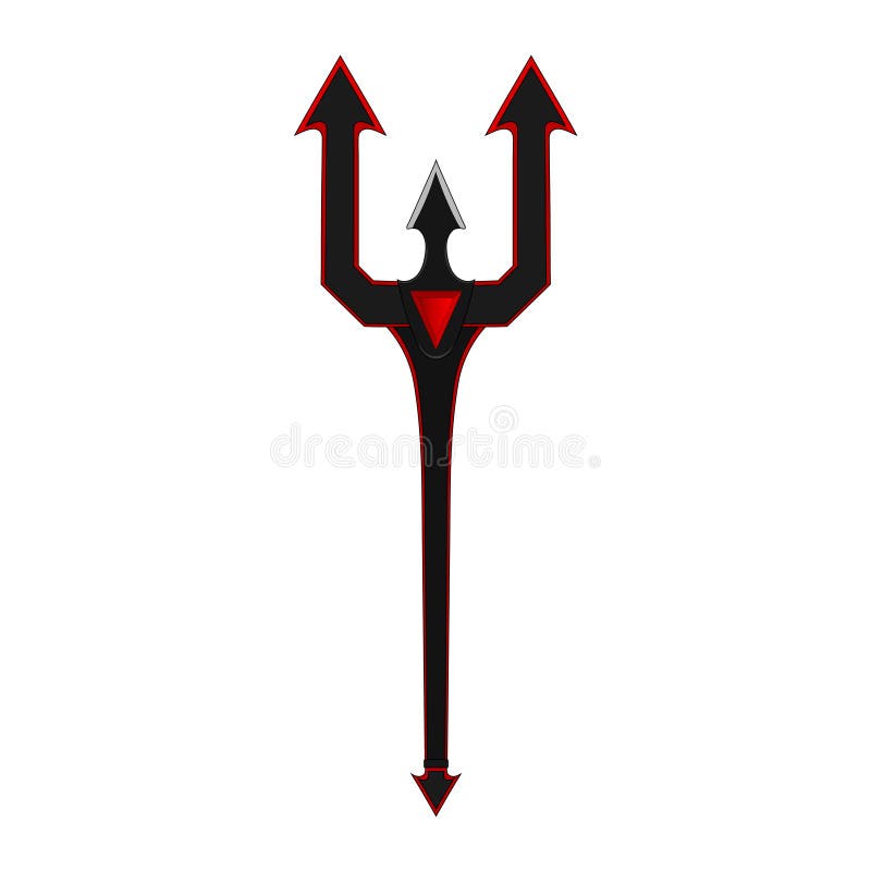 Red Trident Isolated on White Background. Devil, Neptune Trident ...