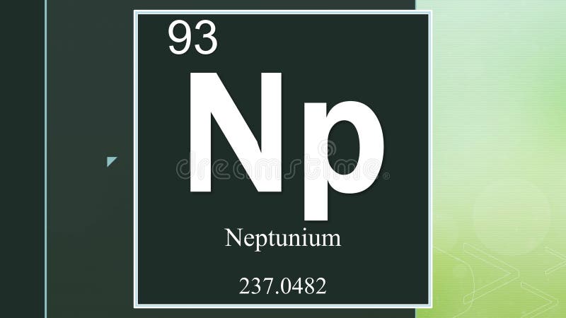 Neptunium Chemical Element Symbol on Green Solid and Gradient ...