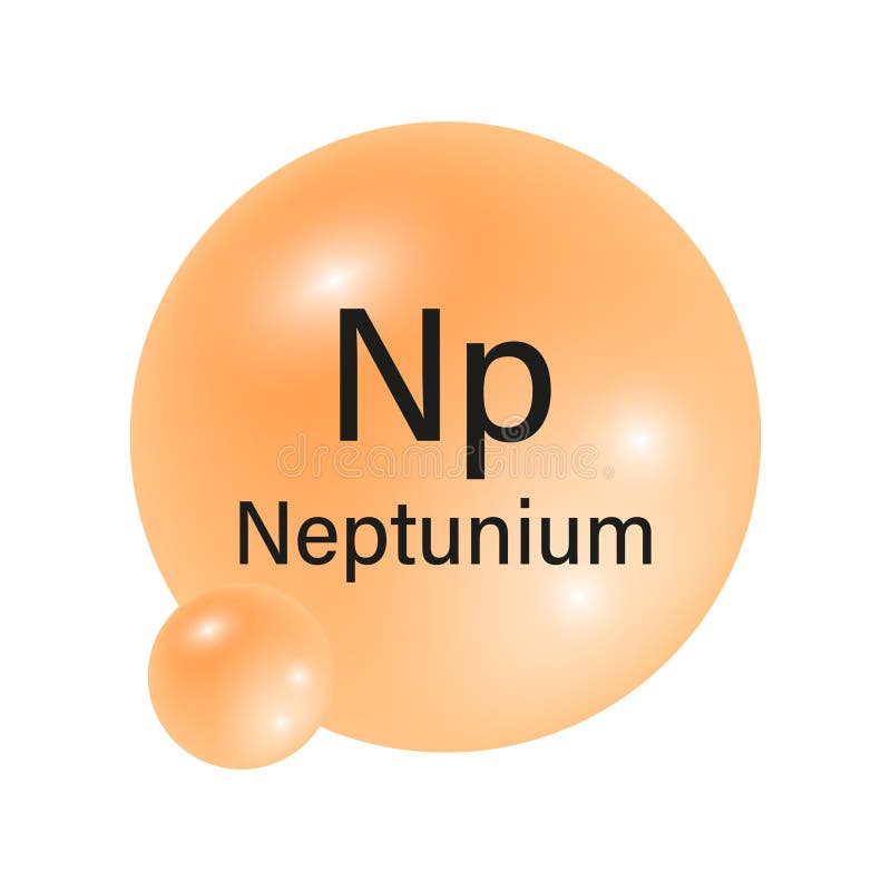 Neptunium Element Icon. Orange Spherical Symbol. Vector Chemical ...