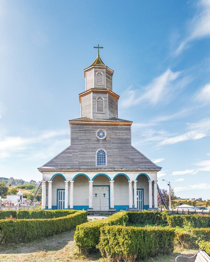 Nercon Church - Castro, Chiloe Island, Chile Stock Photo - Image of ...