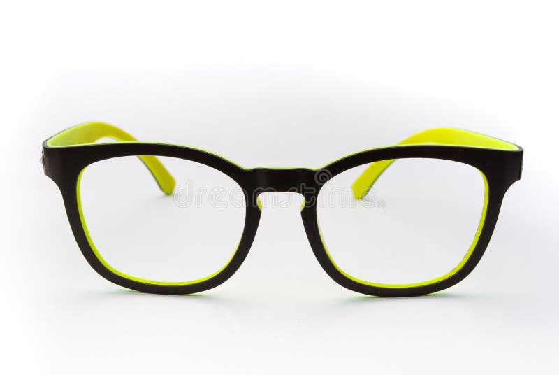 Nerd Black and Yellow Frame Glasses without Lens, Isolated Stock Photo ...