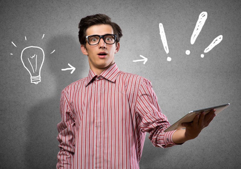 Nerd with book stock image. Image of glasses, expression - 48111939