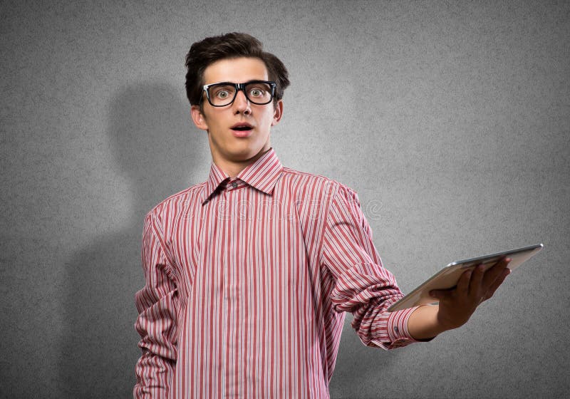 Nerd with book stock photo. Image of read, education - 48141620