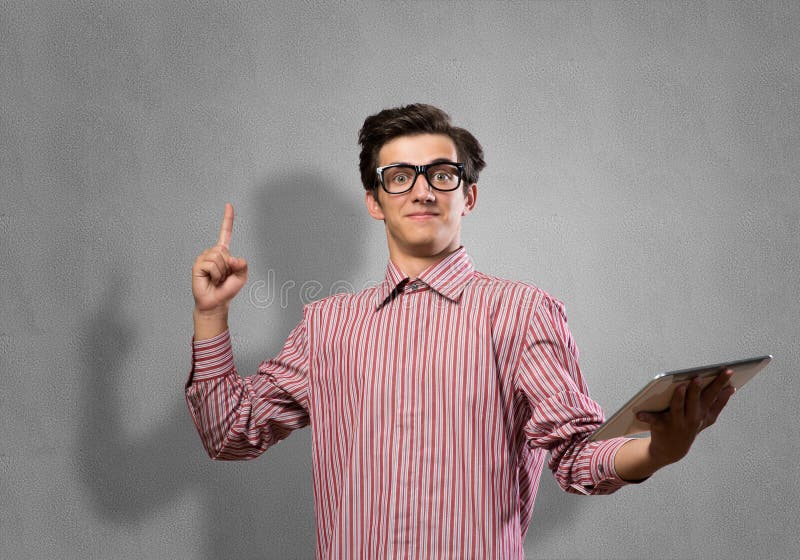 Nerd with book stock photo. Image of learn, geek, educational - 48142036