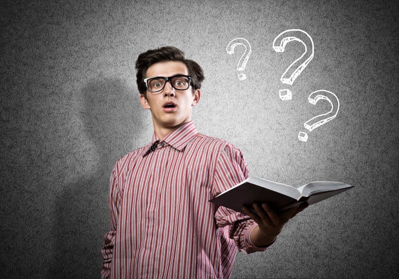 Nerd with book stock photo. Image of humor, people, interesting - 48168260