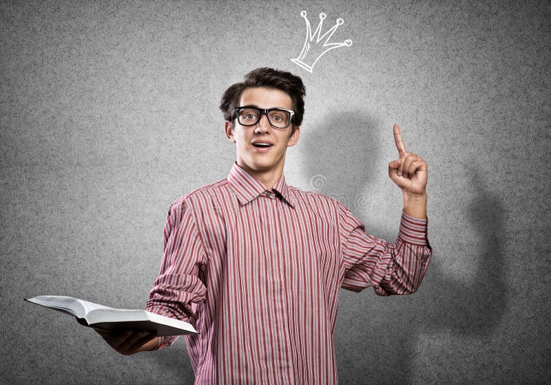 Nerd with book stock image. Image of book, male, educational - 48170333