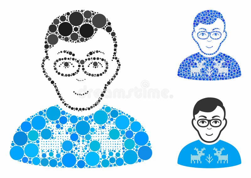 Nerd Boy Mosaic Icon of Round Dots Stock Illustration - Illustration of ...