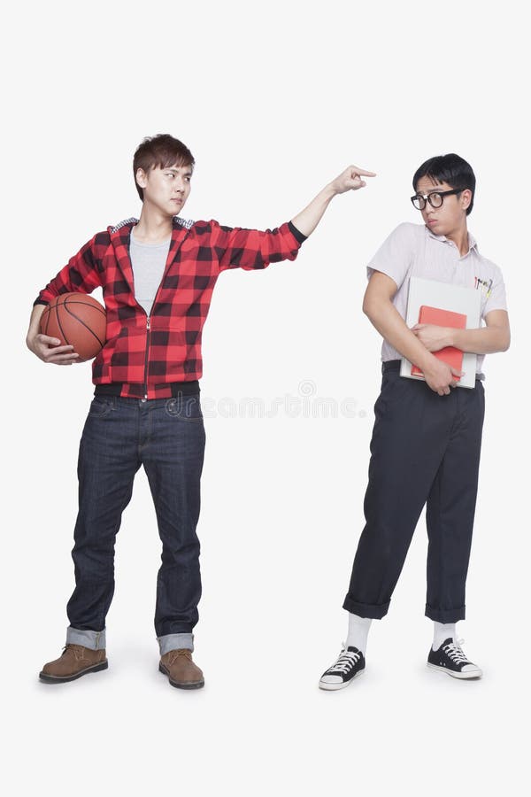 Nerd and Bully, Studio Shot Stock Image - Image of black, crime: 31108763