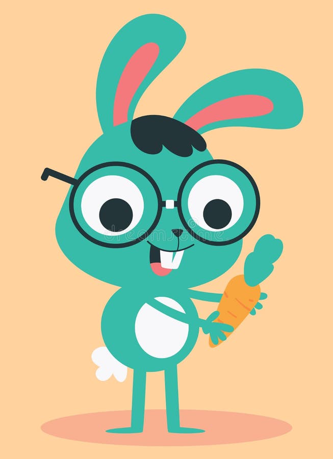 Nerd Bunny in Front of a Computer Stock Vector - Illustration of easter ...