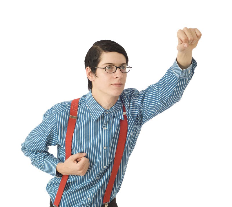Nerd Geek Businessman Student Teacher Strong Arm M Stock Image - Image ...
