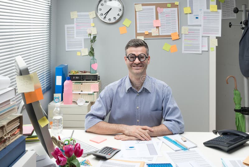Nerd businessman at work stock photo. Image of white - 46522748