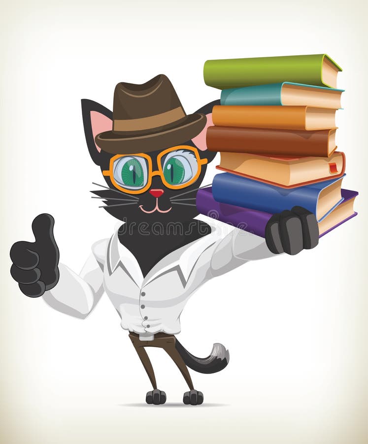 Nerd Cartoon Cat stock vector. Illustration of character - 80017170